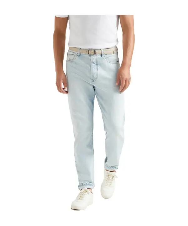 Brunello Cucinelli Mid-rise Jeans With Logo Patch - Light Denim