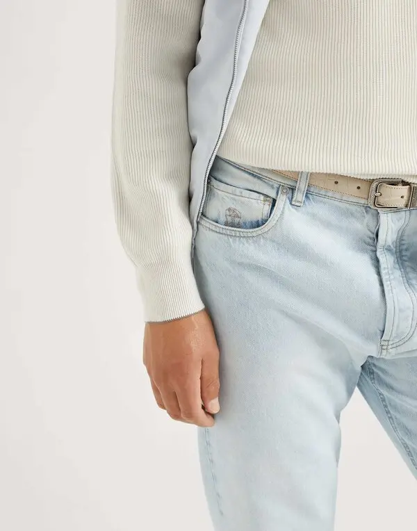Brunello Cucinelli Mid-rise Jeans With Logo Patch - Light Denim