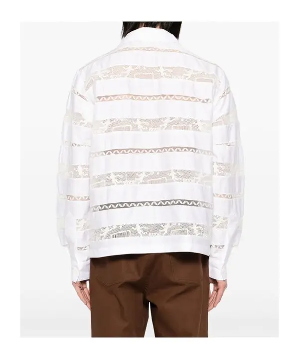 BODE Striped Lace Detail Shirt - Cream