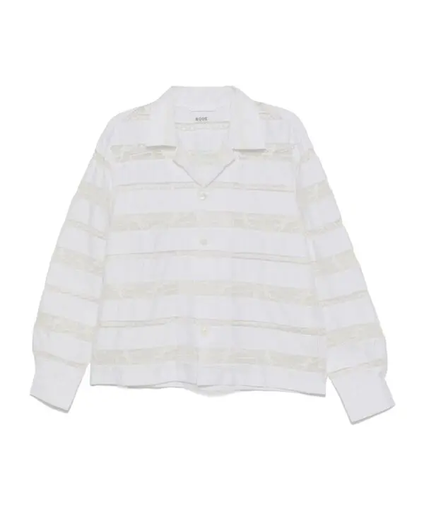 BODE Striped Lace Detail Shirt - Cream