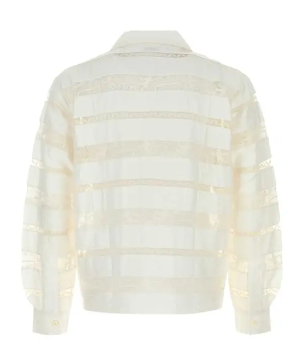 BODE Striped Lace Detail Shirt - Cream