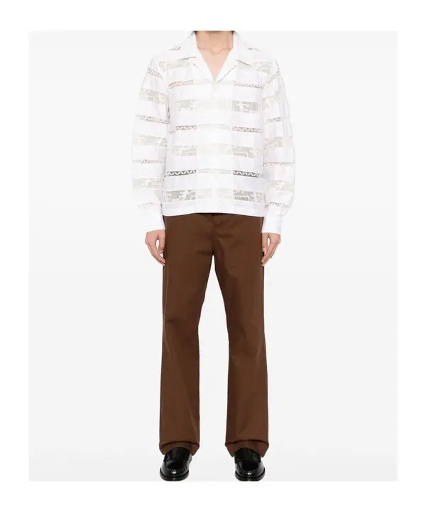 BODE Striped Lace Detail Shirt - Cream
