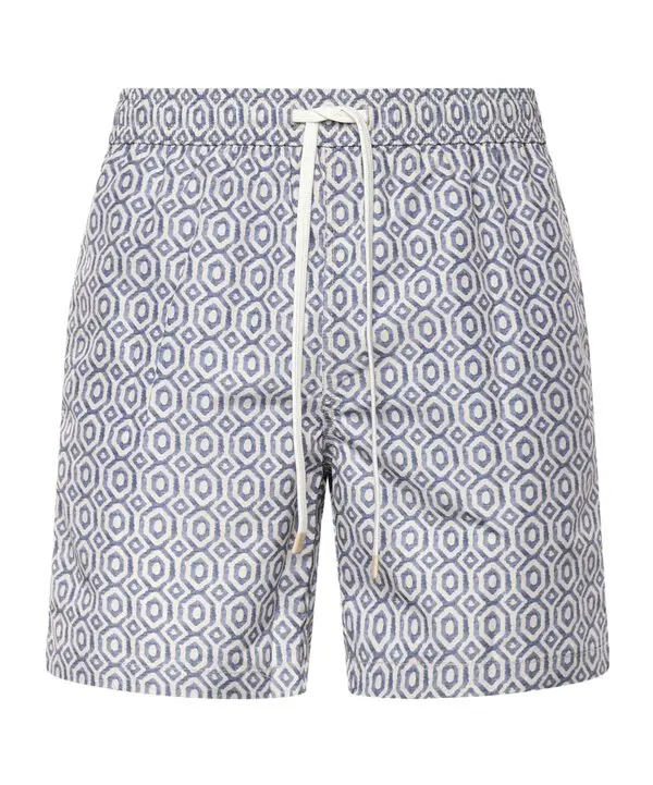 Eleventy Geometric Print Swim Shorts - Gray