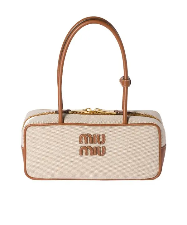 Miu Miu Beau Zipped Tote Bag - Beige/brandy