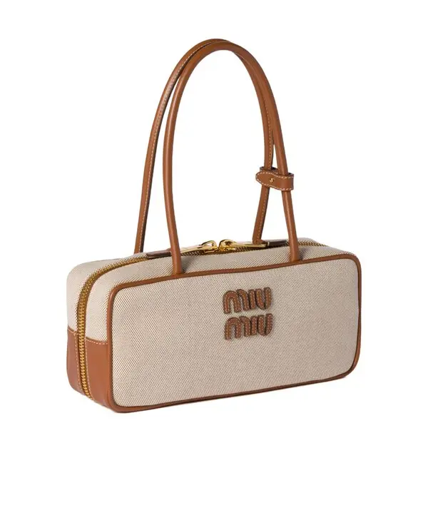 Miu Miu Beau Zipped Tote Bag - Beige/brandy