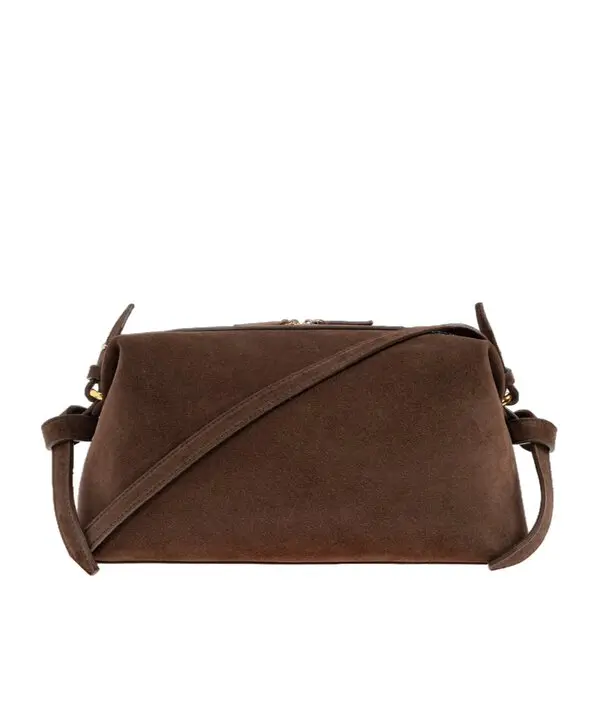 Yuzefi Brioche Knotted Suede Shoulder Bag