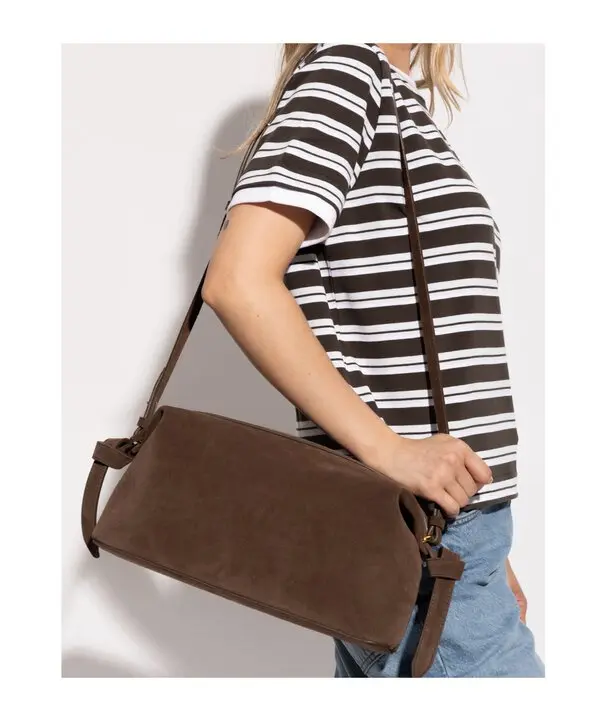 Yuzefi Brioche Knotted Suede Shoulder Bag