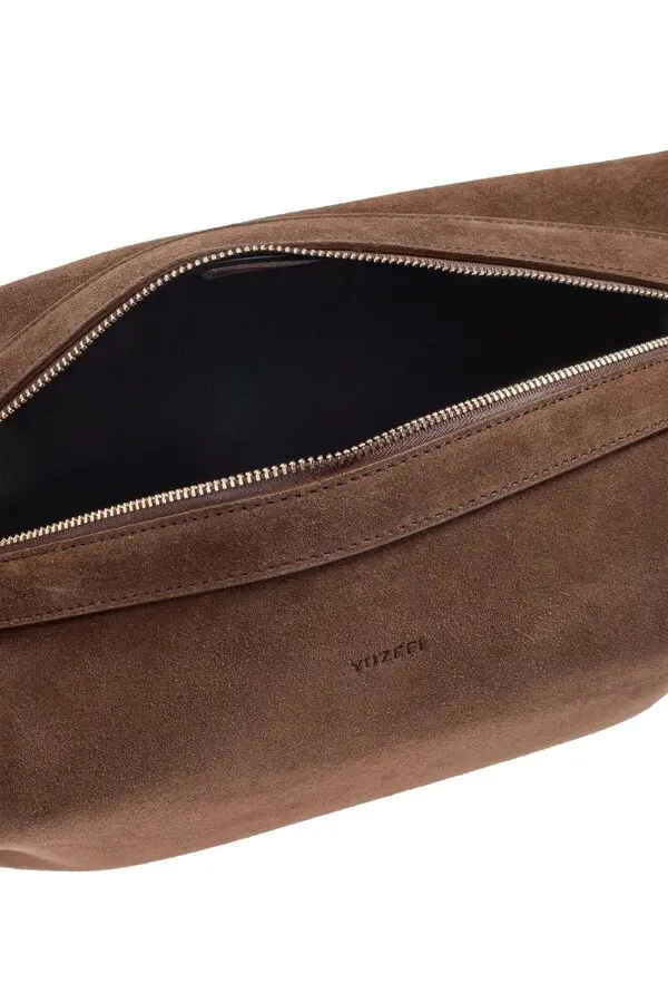 Yuzefi Brioche Knotted Suede Shoulder Bag