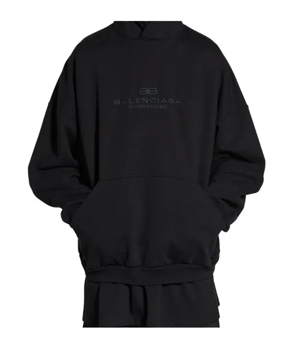 Balenciaga Bb Garderobe Embroidered Hoodie - Black