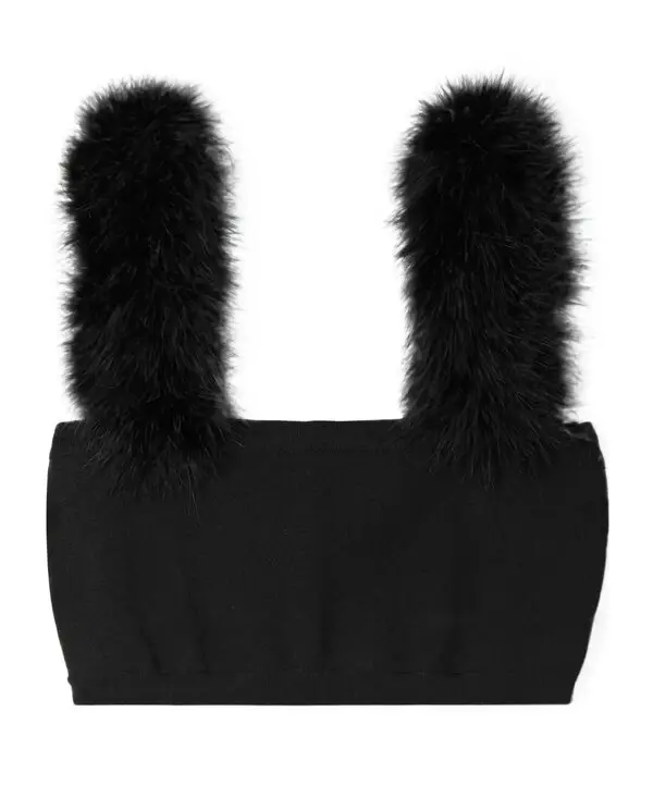 Magda Butrym Short Feather-trimmed Knit Top