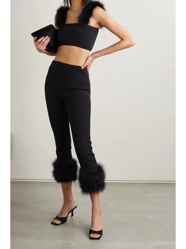 Magda Butrym Short Feather-trimmed Knit Top