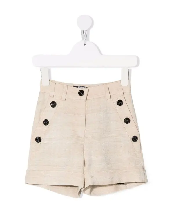 Balmain High-waisted Mini Shorts With Double Button Detail