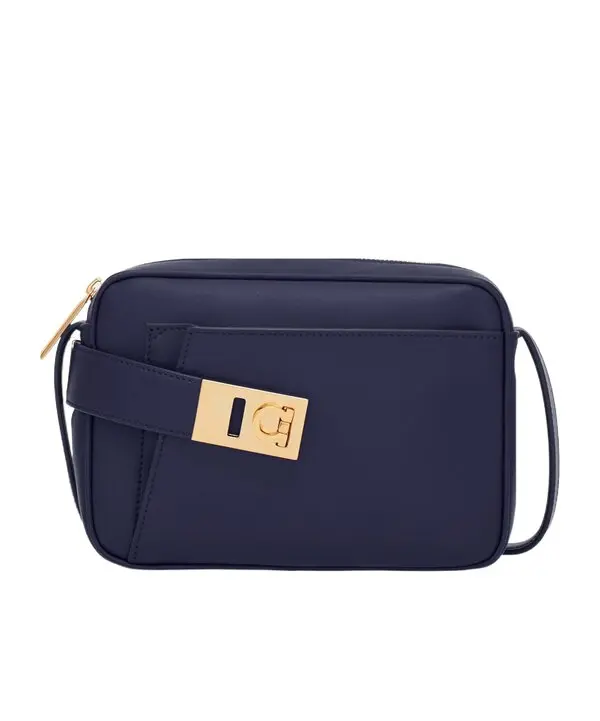 FERRAGAMO Gancini Buckled Shoulder Bag - Blue