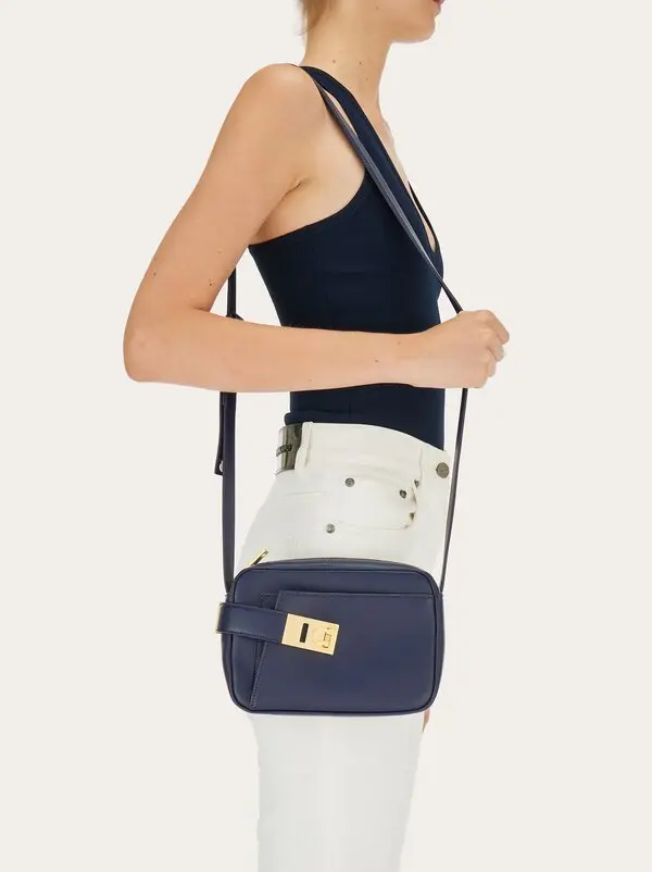 FERRAGAMO Gancini Buckled Shoulder Bag - Blue