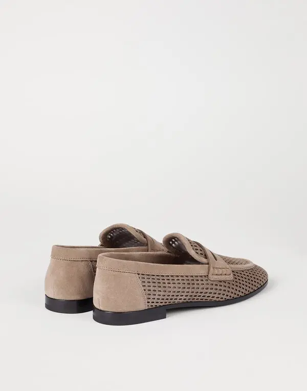 Brunello Cucinelli Net Detailed Slip-on Loafers - Light Brown