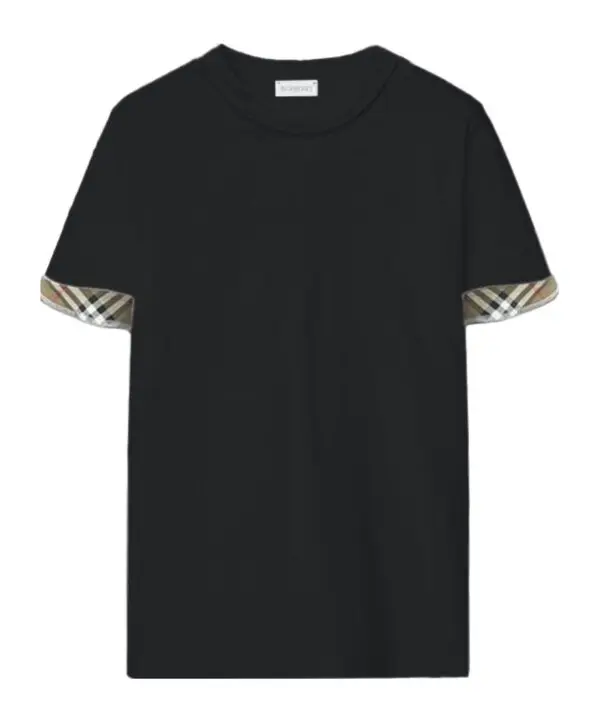 Burberry Check Trim Cotton T-shirt - Black