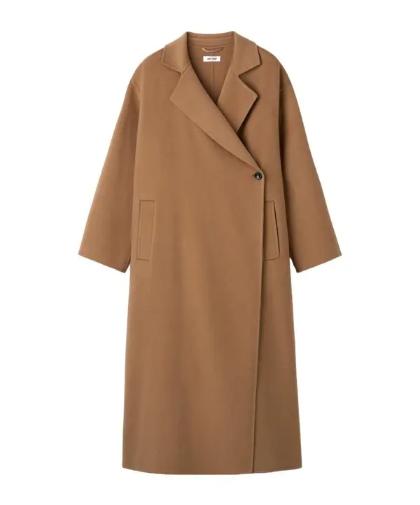 Soft Goat Double-breasted Patch-pocket Coat