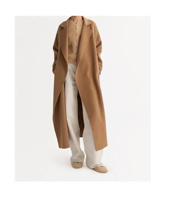 Soft Goat Double-breasted Patch-pocket Coat