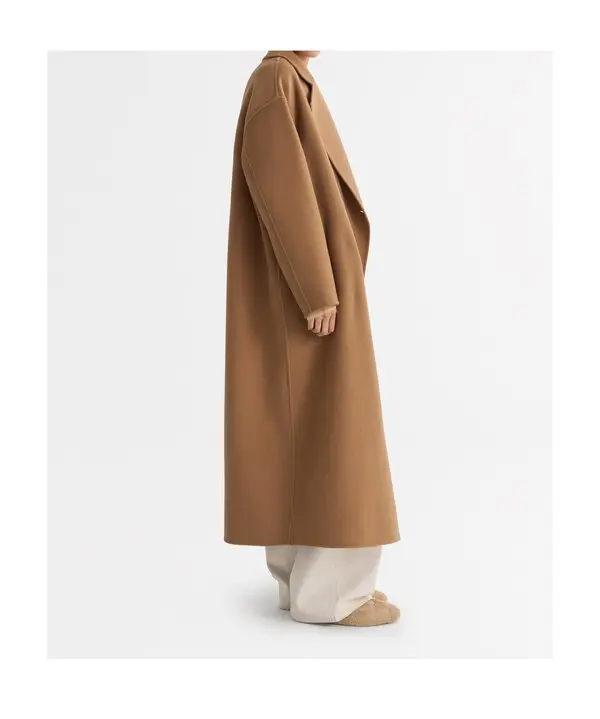 Soft Goat Double-breasted Patch-pocket Coat