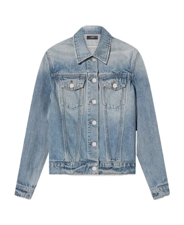 Amiri Structured Shoulder Denim Trucker Jacket - Gray