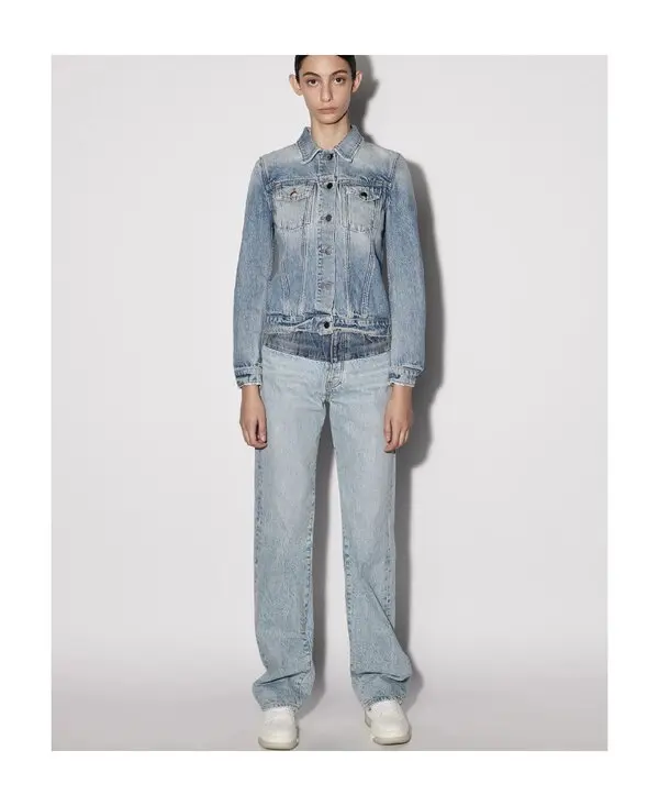 Amiri Structured Shoulder Denim Trucker Jacket - Gray