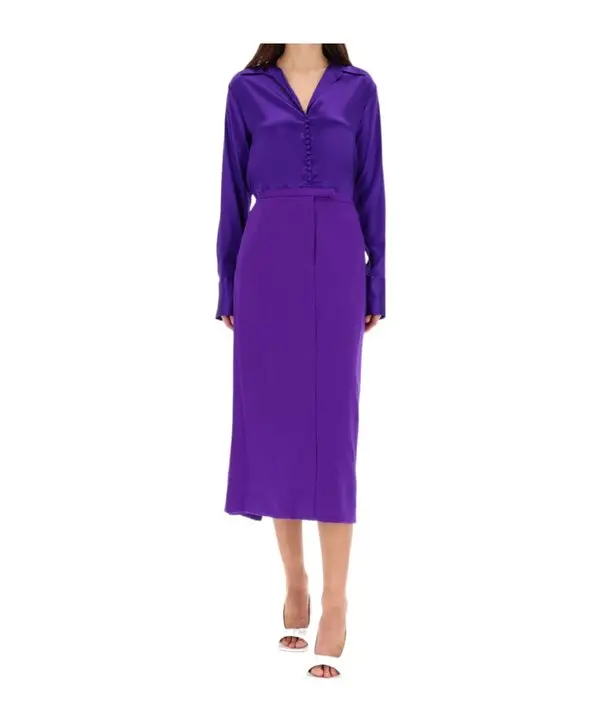 Dries Van Noten Tailored Wool Skirt - Purple