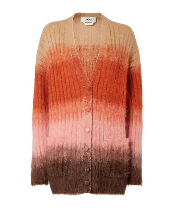 Fendi Oversized Long-sleeve V-neck Cardigan - Multicolour