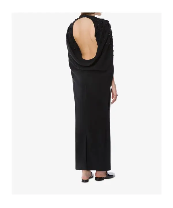 Alberta Ferretti Embellished Cape Sleeve Maxi Dress