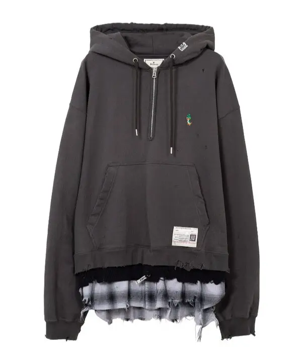 Mihara Yasuhiro Layered Drawstring Hoodie - Black