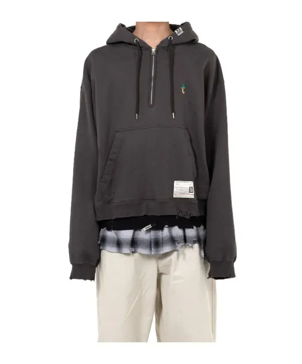 Mihara Yasuhiro Layered Drawstring Hoodie - Black
