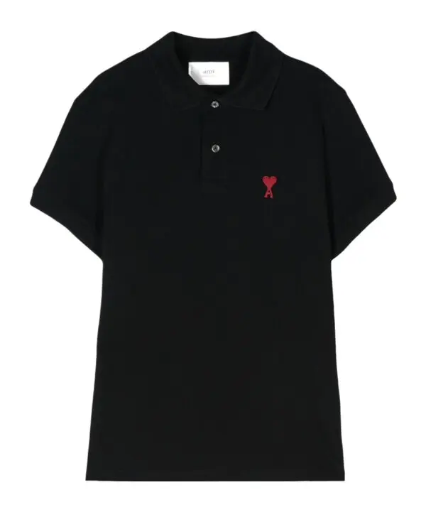 Ami De Coeur Motif Polo Shirt - Black