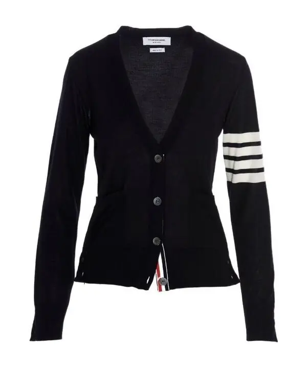 Thom Browne 4-bar V-neck Cardigan - Navy Blue