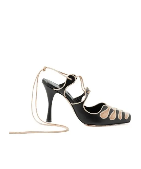 Manolo Blahnik Leather And Suede Pumps With Tie Fastening