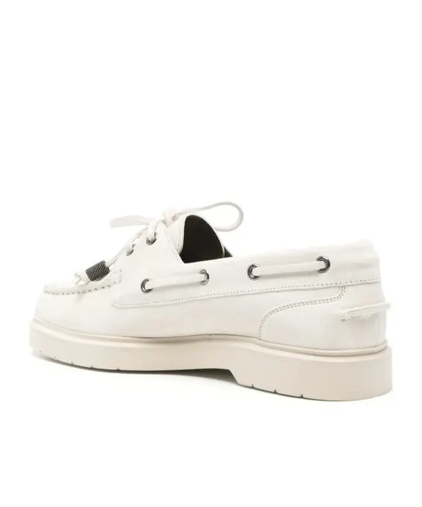 Brunello Cucinelli Monili Chain Boat Shoes - White