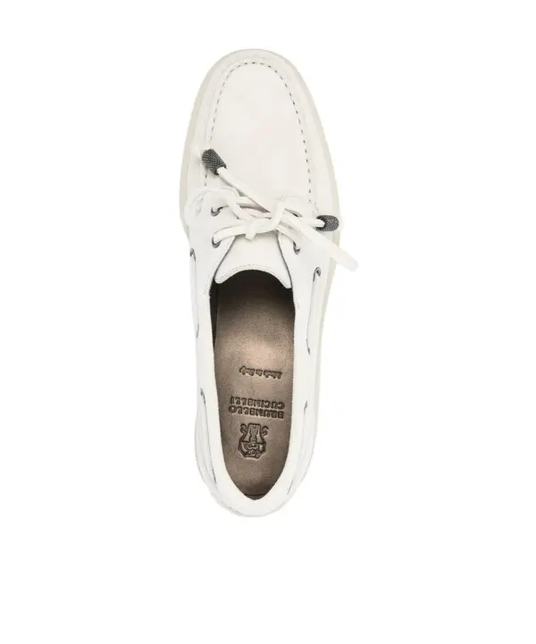 Brunello Cucinelli Monili Chain Boat Shoes - White