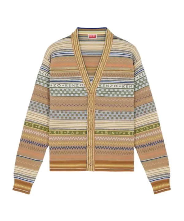 Kenzo Fair Isle Knitted Cardigan - Nude