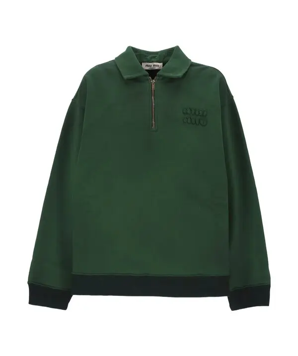 Miu Miu Long Sleeve Oversized Half-zip Polo Shirt - No