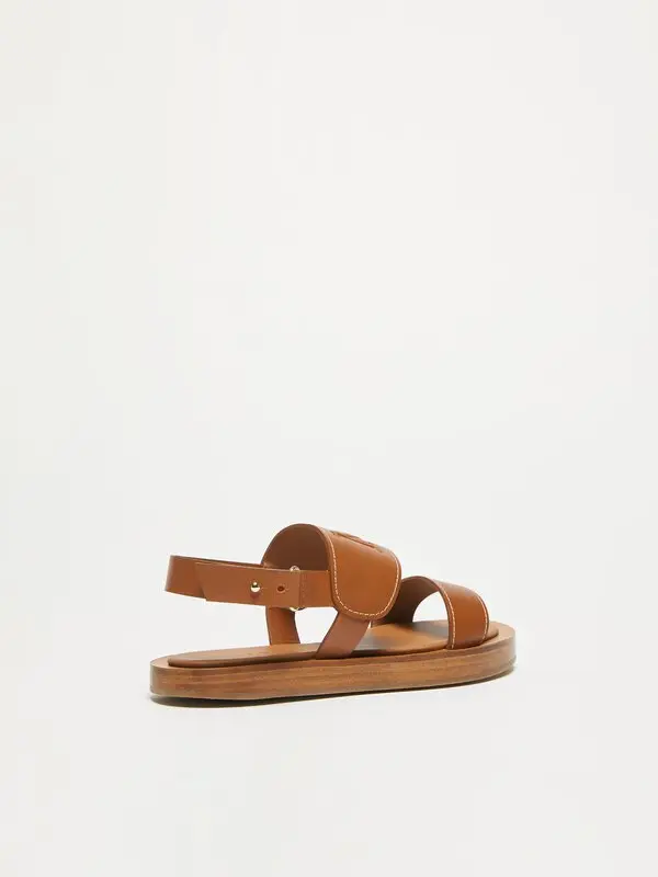 Max Mara Embossed Logo Leather Sandals