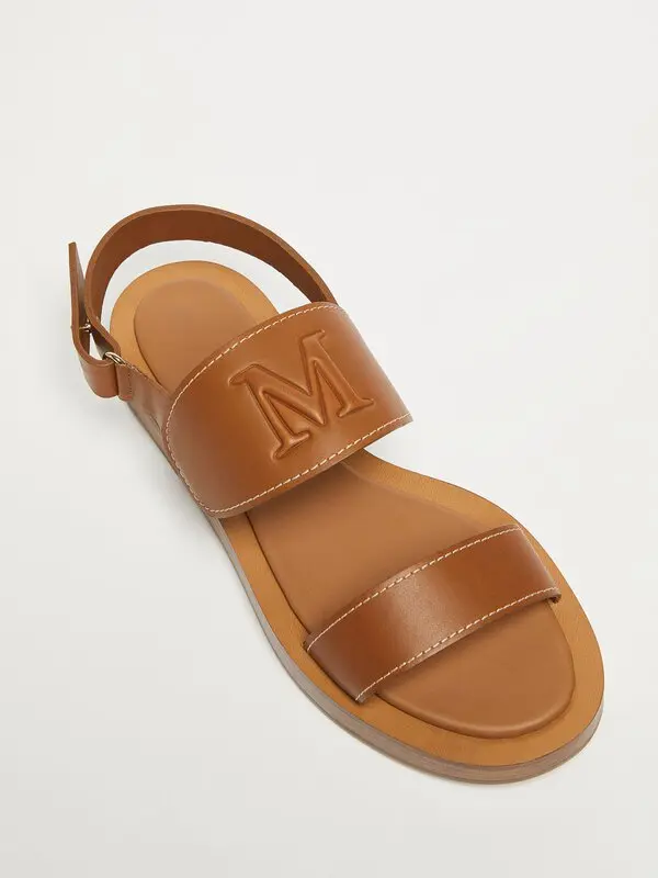 Max Mara Embossed Logo Leather Sandals
