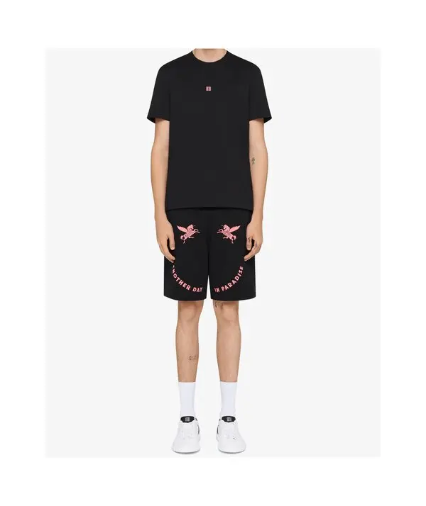 Givenchy Embroidered Unicorn Fleece Bermuda Shorts