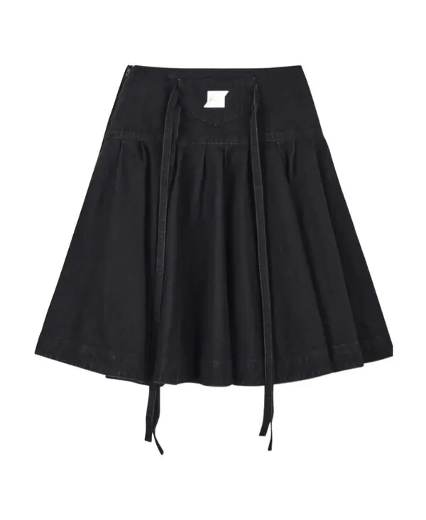 We11Done Pleated A-line Skirt With Tie Detail