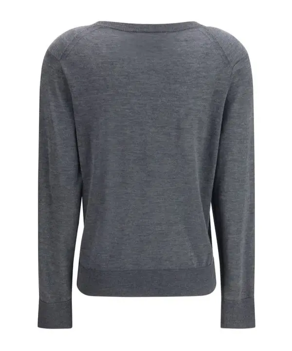 Loulou De Saison Julio Fine V-neck Knit Sweater - Gray