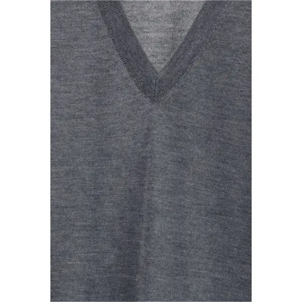 Loulou De Saison Julio Fine V-neck Knit Sweater - Gray