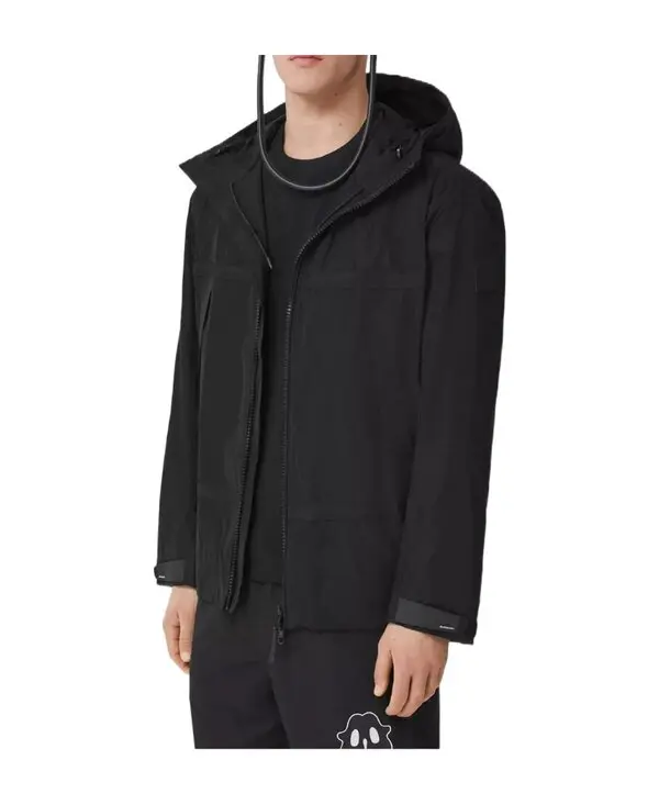 Burberry Zipped Hooded Windbreaker With Logo Detail