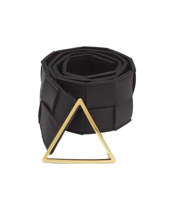 Bottega Veneta Woven Triangle Buckle Belt - Black