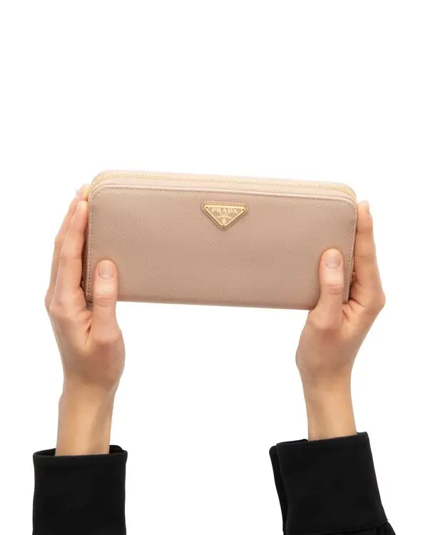 Prada Logo Plaque Zip-around Large Wallet