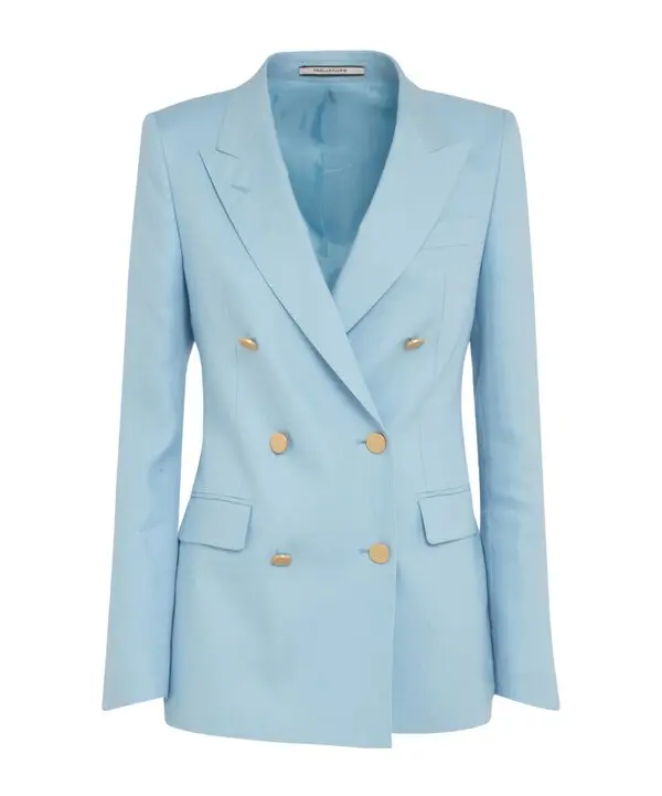 Tagliatore Long-sleeved Double-breasted Suit Jacket - Blue
