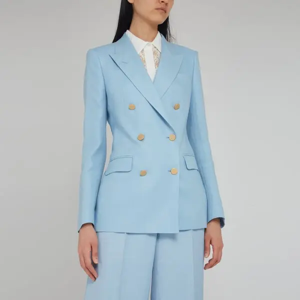 Tagliatore Long-sleeved Double-breasted Suit Jacket - Blue