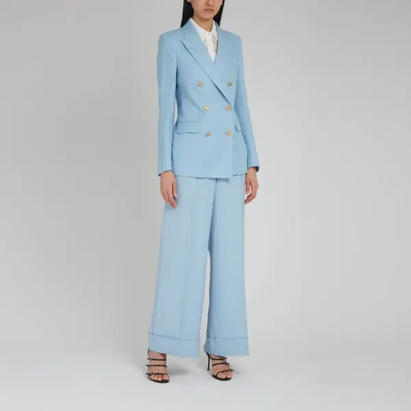 Tagliatore Long-sleeved Double-breasted Suit Jacket - Blue