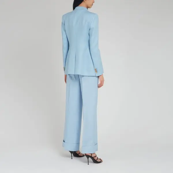 Tagliatore Long-sleeved Double-breasted Suit Jacket - Blue